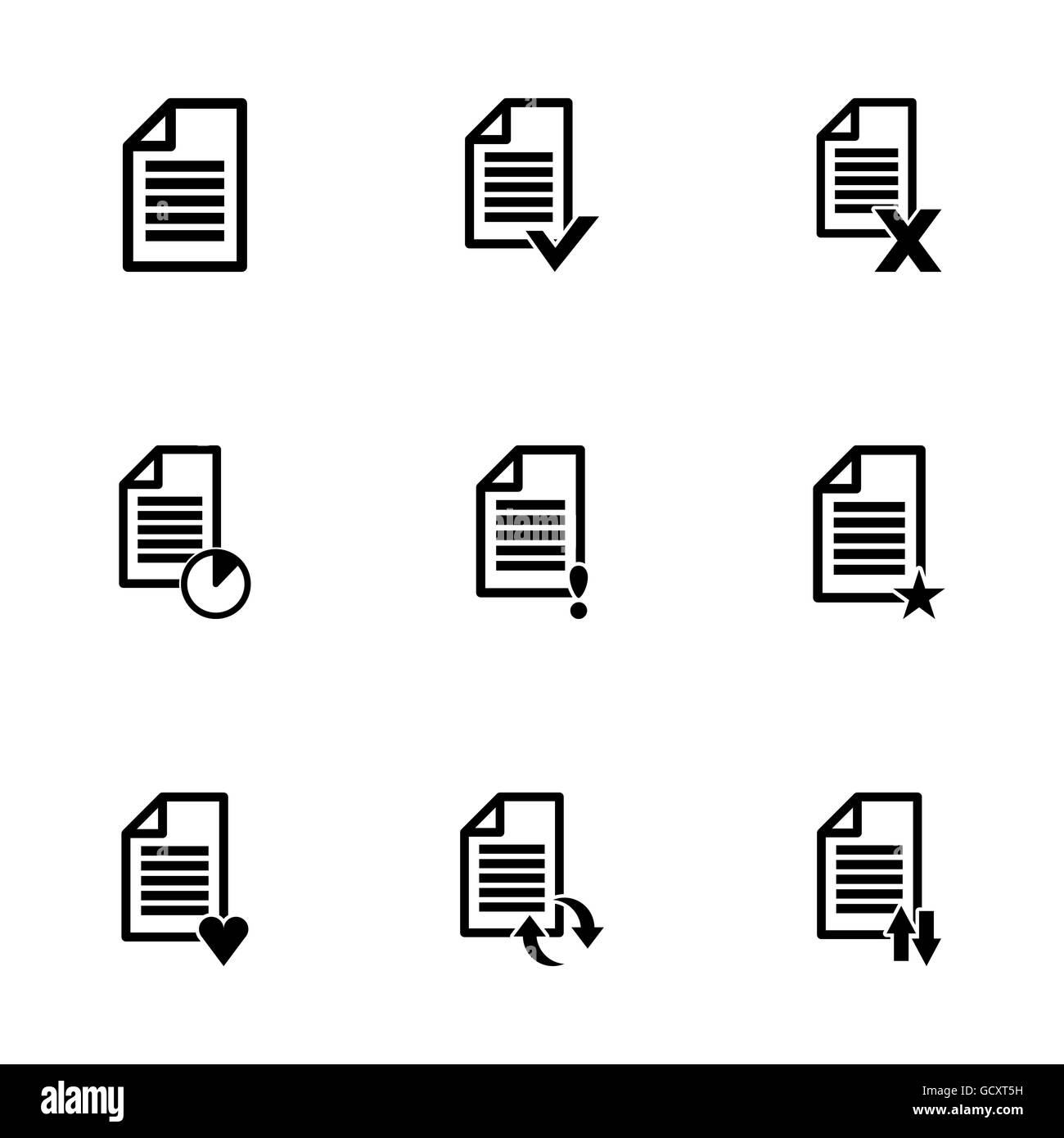 Vector black document icon set Stock Vector Image & Art - Alamy