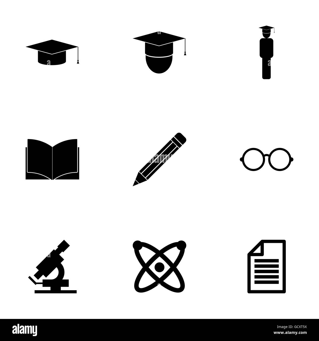 Vector black education icon set Stock Vector Image & Art - Alamy