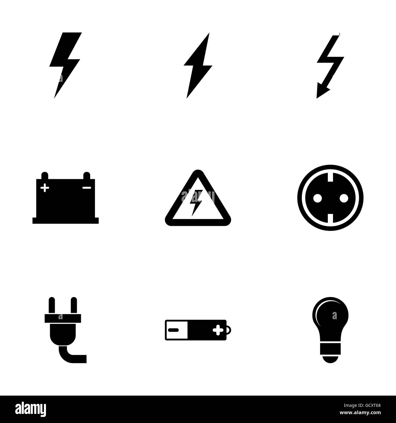 Vector black electricity icon set Stock Vector Image & Art - Alamy