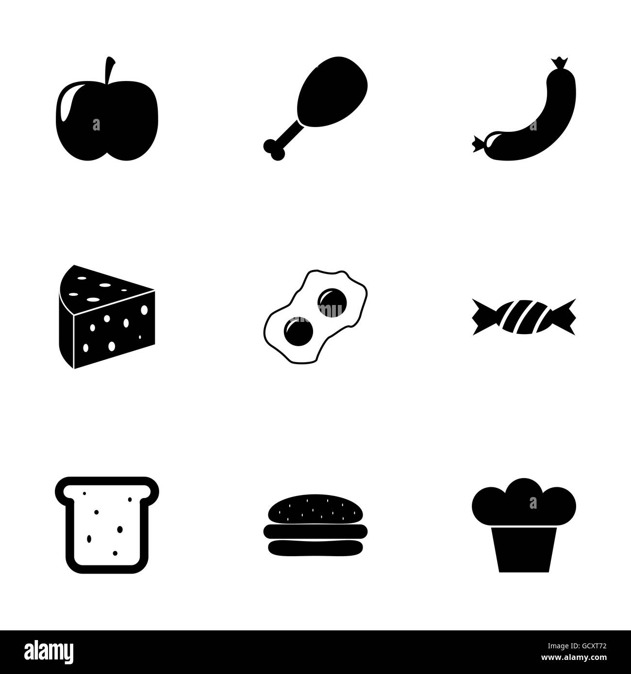 Vector black food icon set Stock Vector Image & Art - Alamy