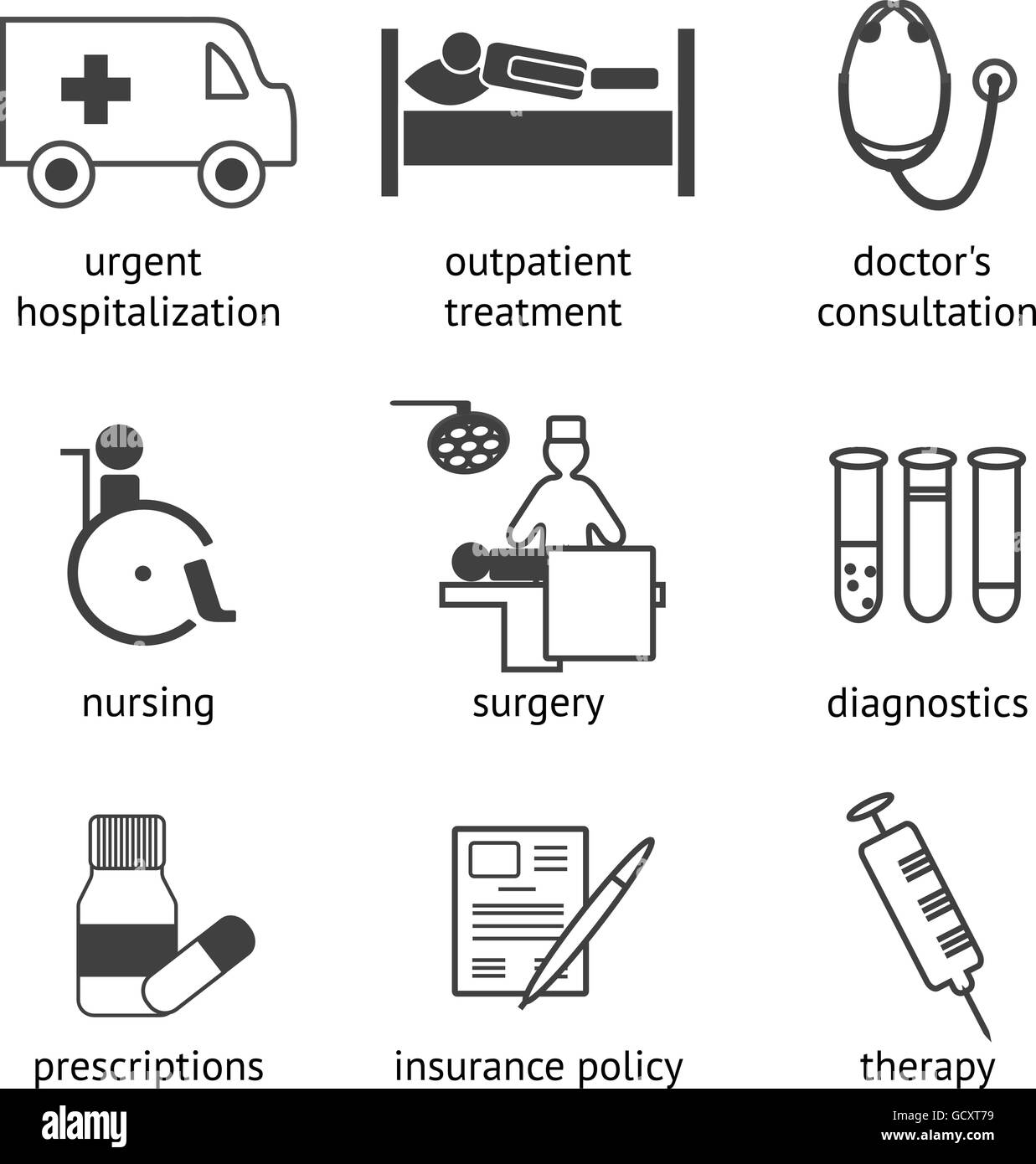 Medical clinic line icons Black and White Stock Photos & Images - Alamy