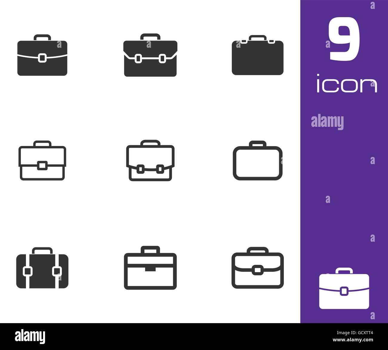 Vector black briefcase icons set Stock Vector Image & Art - Alamy