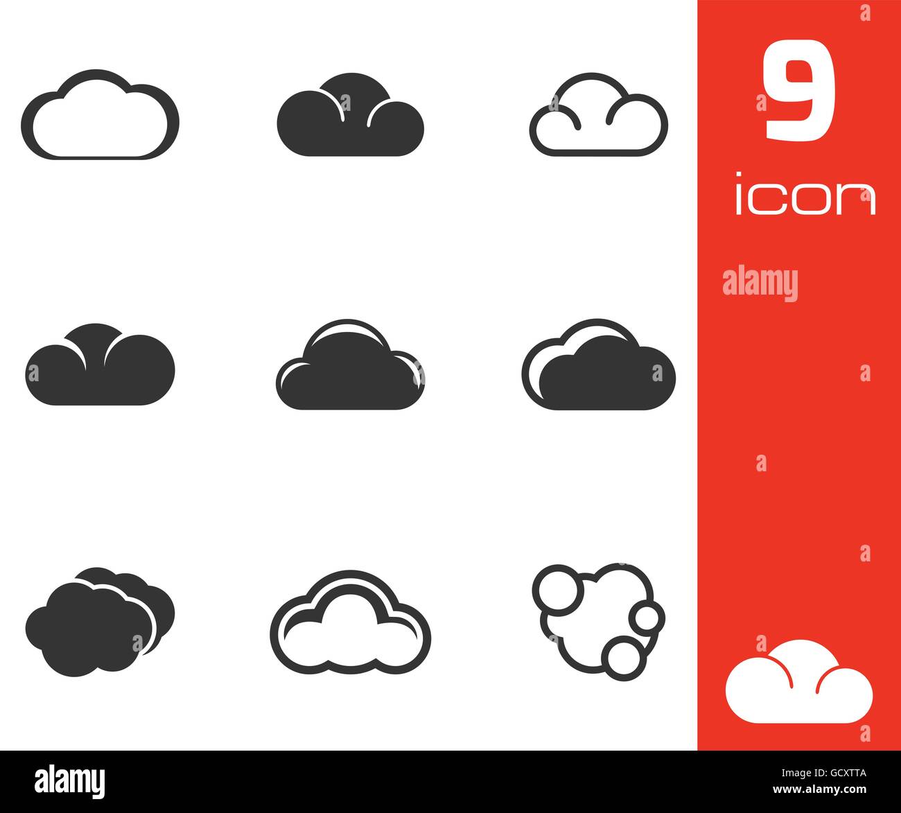 Vector black cloud icons set Stock Vector Image & Art - Alamy