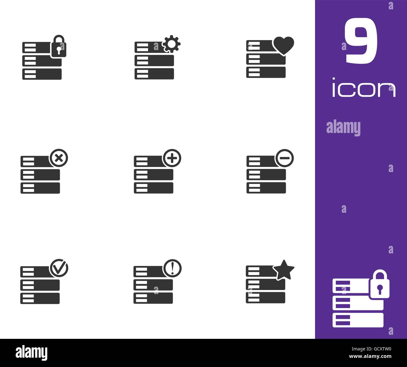 Vector Black Database Icons Set Stock Vector Image And Art Alamy