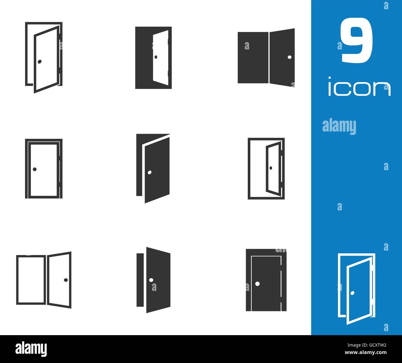 Vector black door icons set Stock Vector Image & Art - Alamy