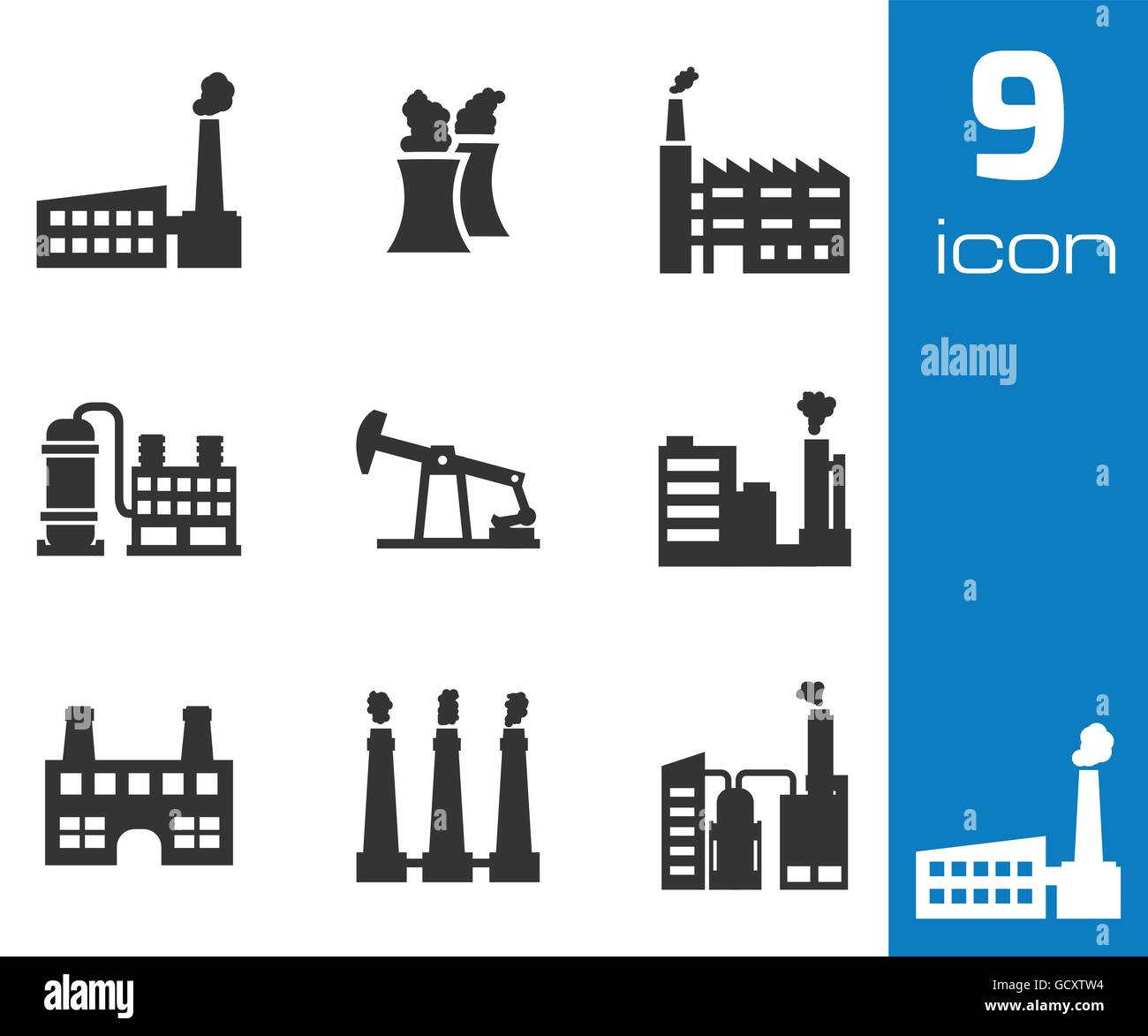 Vector black factory icons set Stock Vector Image & Art - Alamy