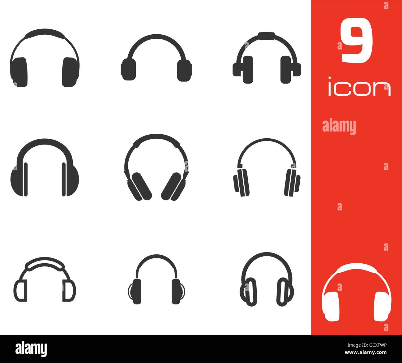 Vector black headphone icons set Stock Vector Image & Art - Alamy
