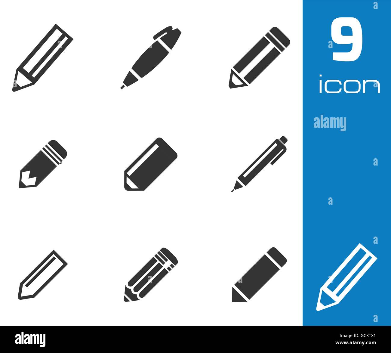Vector black pencil icons set Stock Vector Image & Art - Alamy