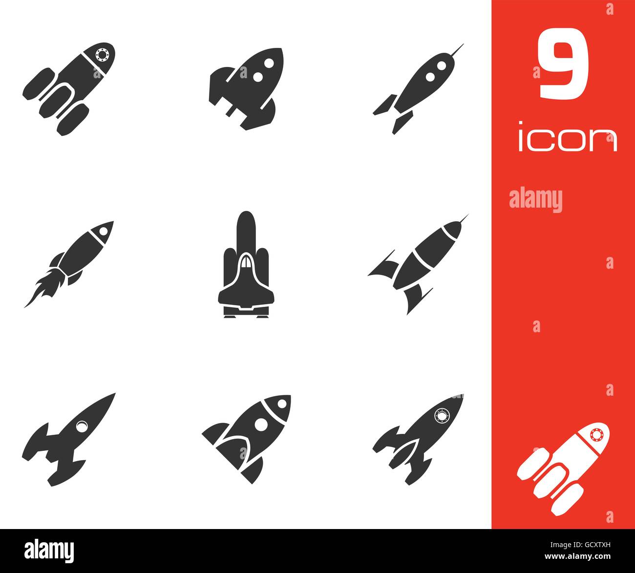 Vector black rocket icons set Stock Vector Image & Art - Alamy