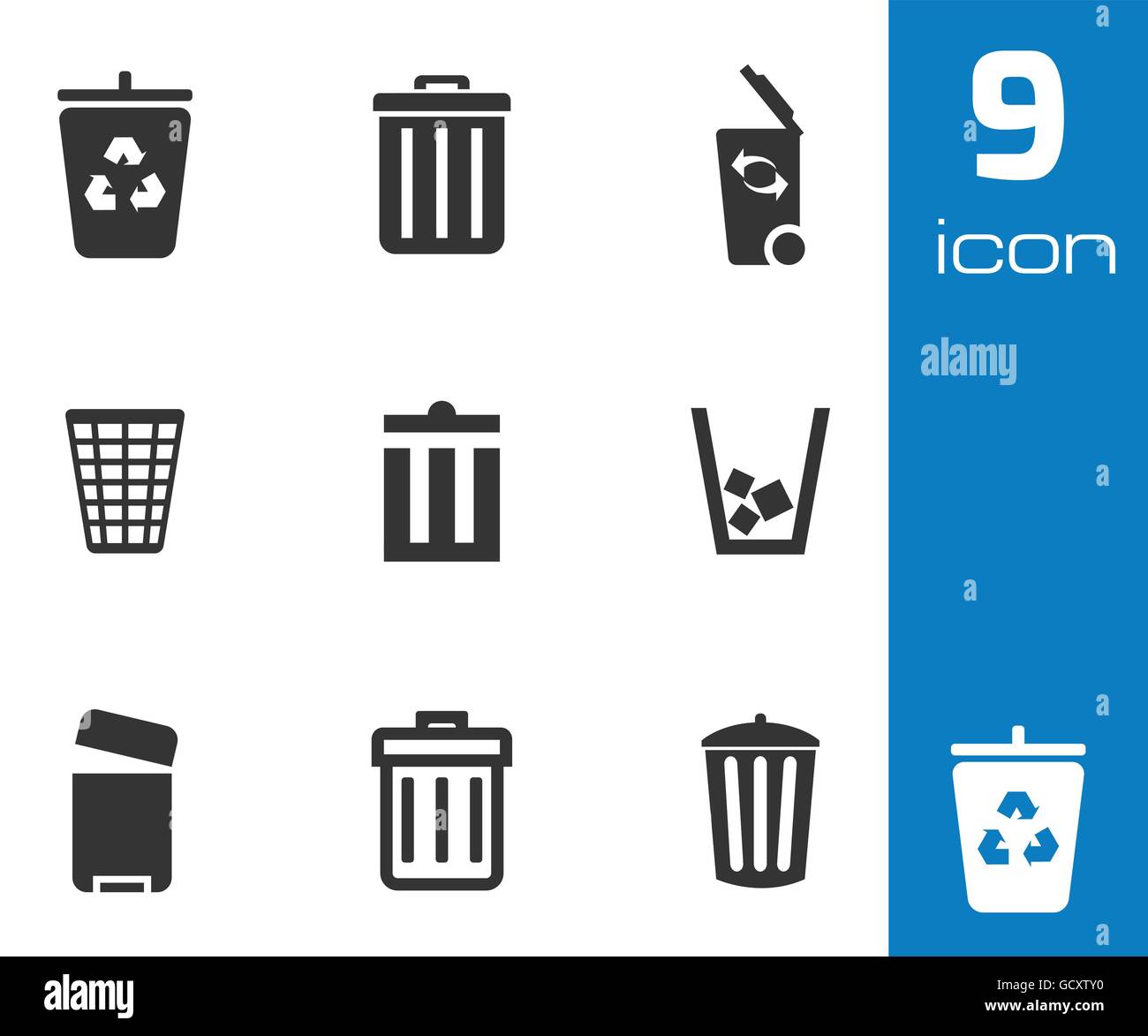 Vector black trash can icons set Stock Vector Image & Art - Alamy