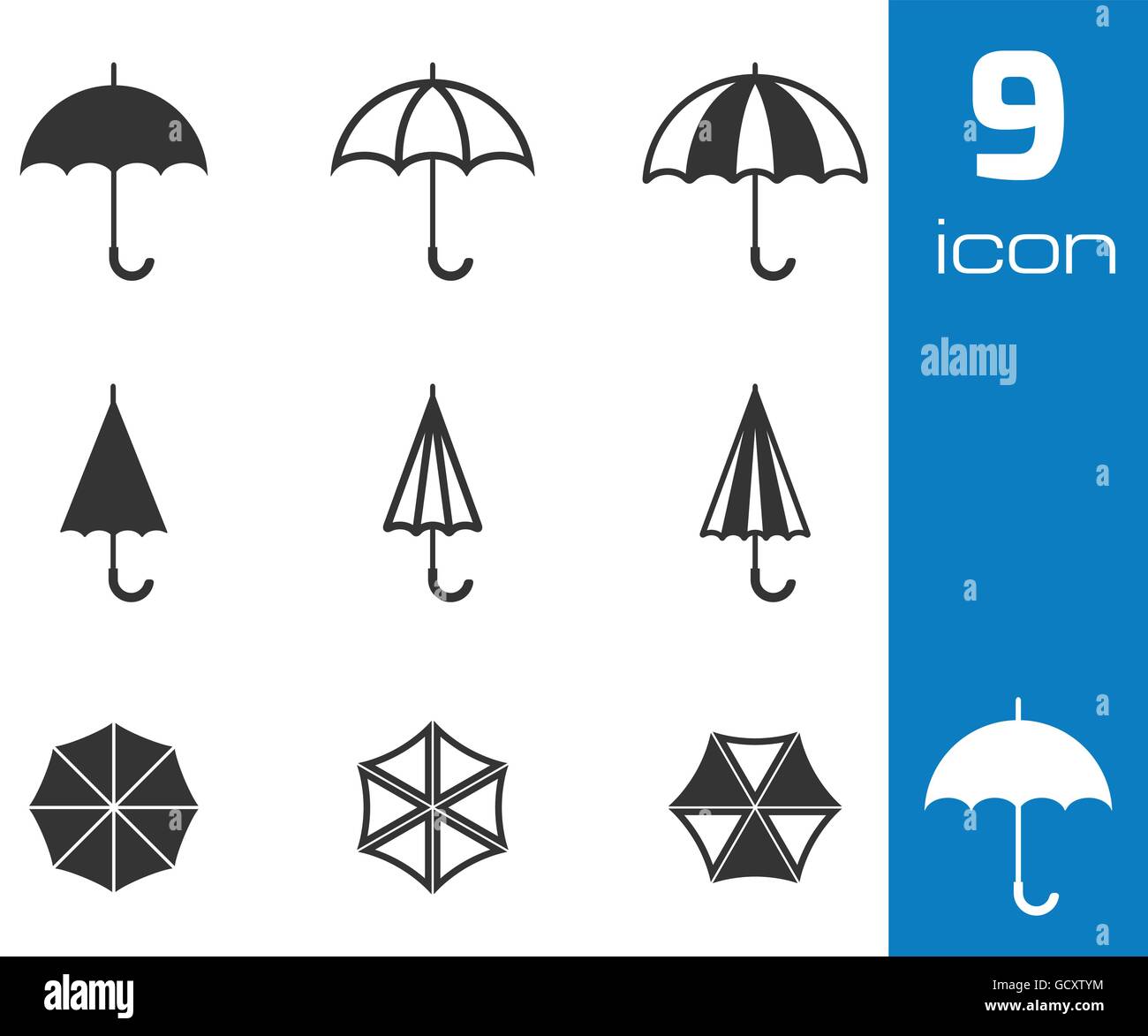Vector black umbrella icons set Stock Vector Image & Art - Alamy