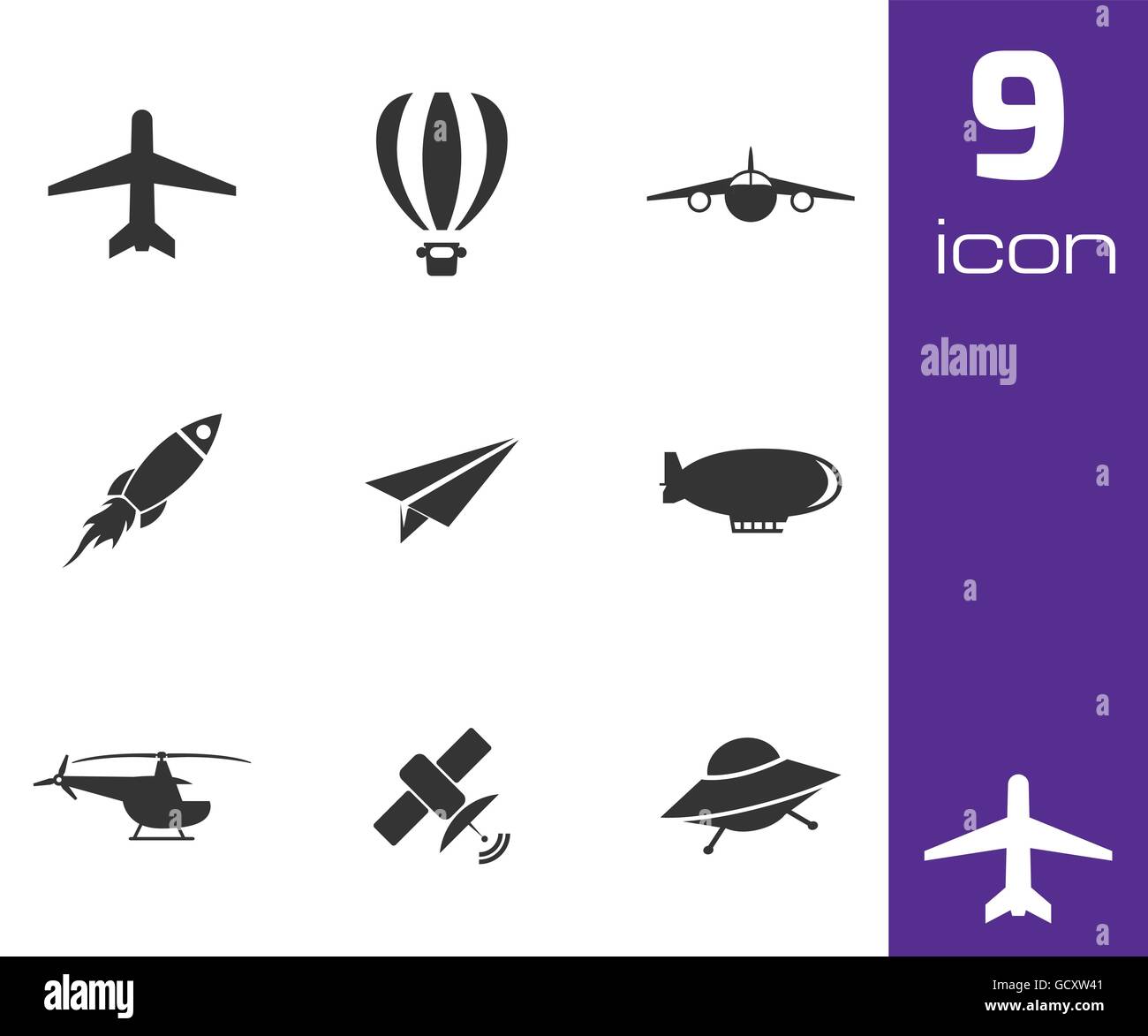 Vector black airplane icons set Stock Vector Image & Art - Alamy