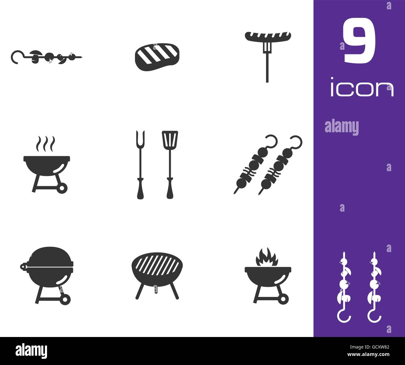 Vector black barbecue icons set Stock Vector Image & Art - Alamy