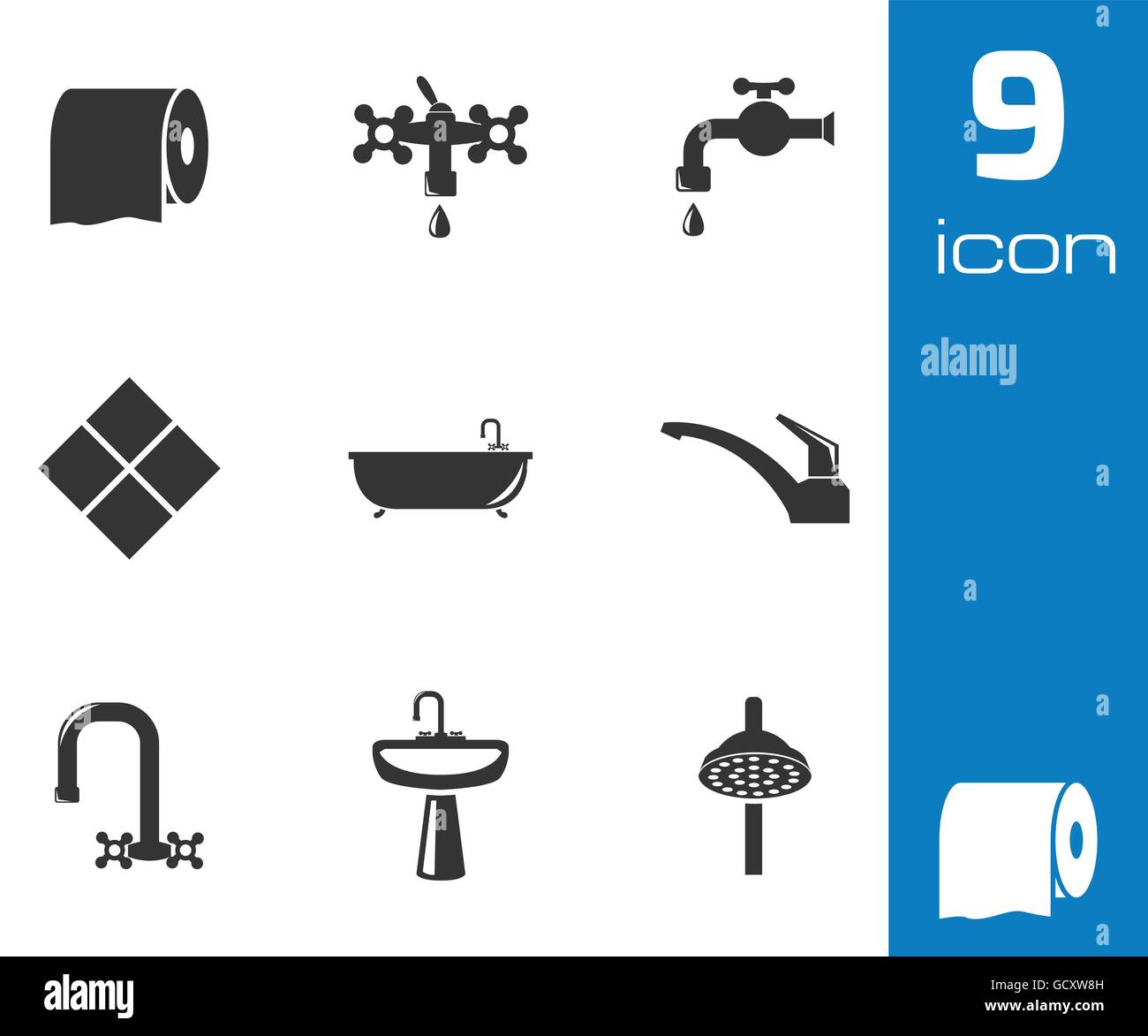 Vector black bathroom icons set Stock Vector Image & Art - Alamy