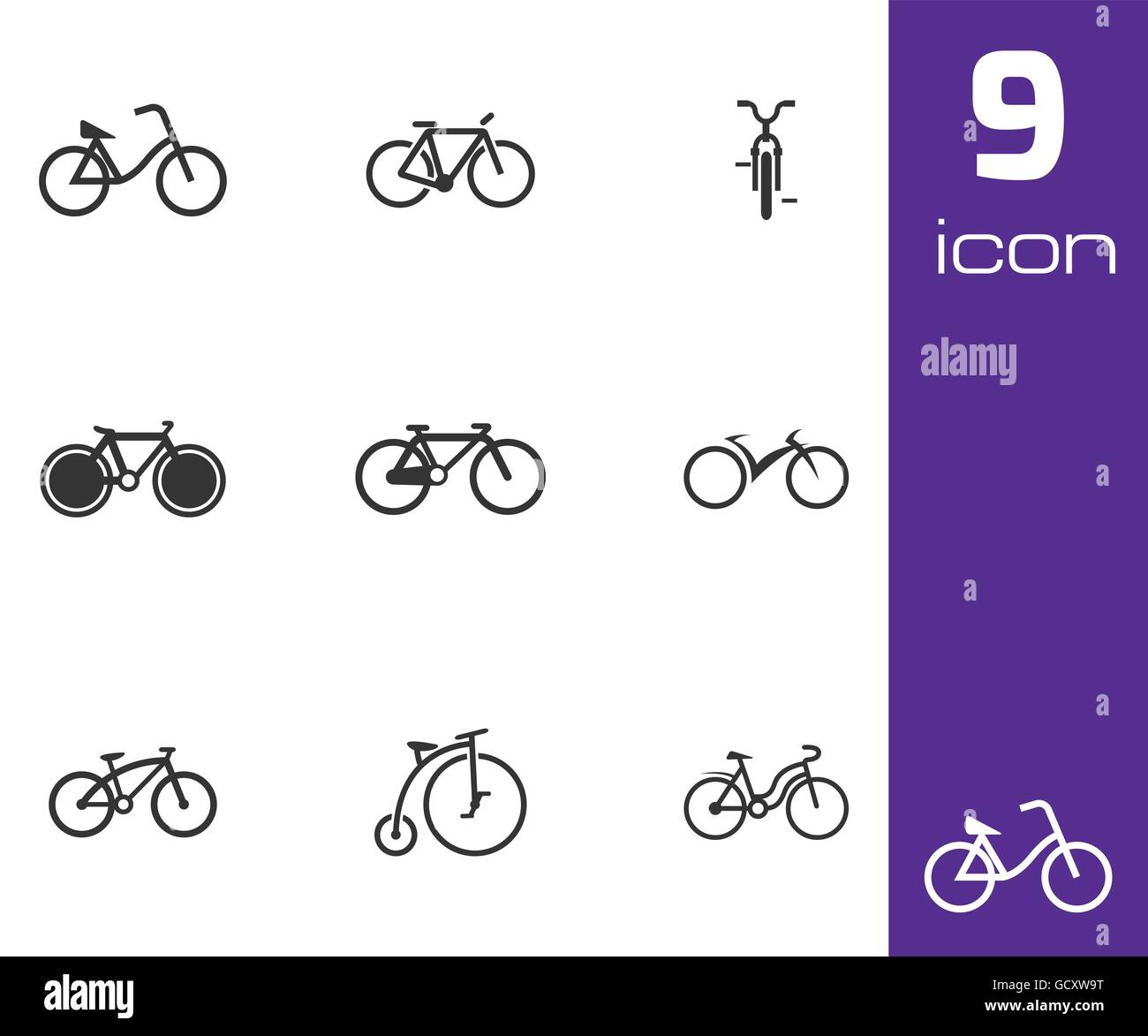 Vector black bicycle icons set Stock Vector Image & Art - Alamy