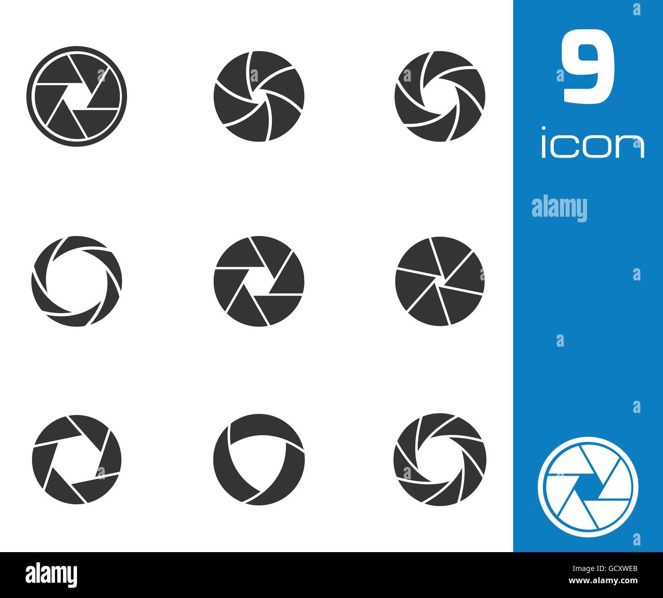 Vector black camera shutter icons set Stock Vector Image & Art - Alamy