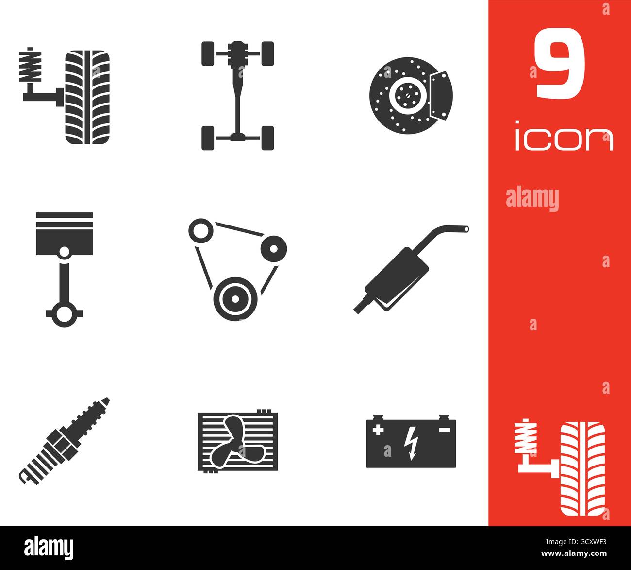 Vector black car parts icons set Stock Vector Image & Art - Alamy