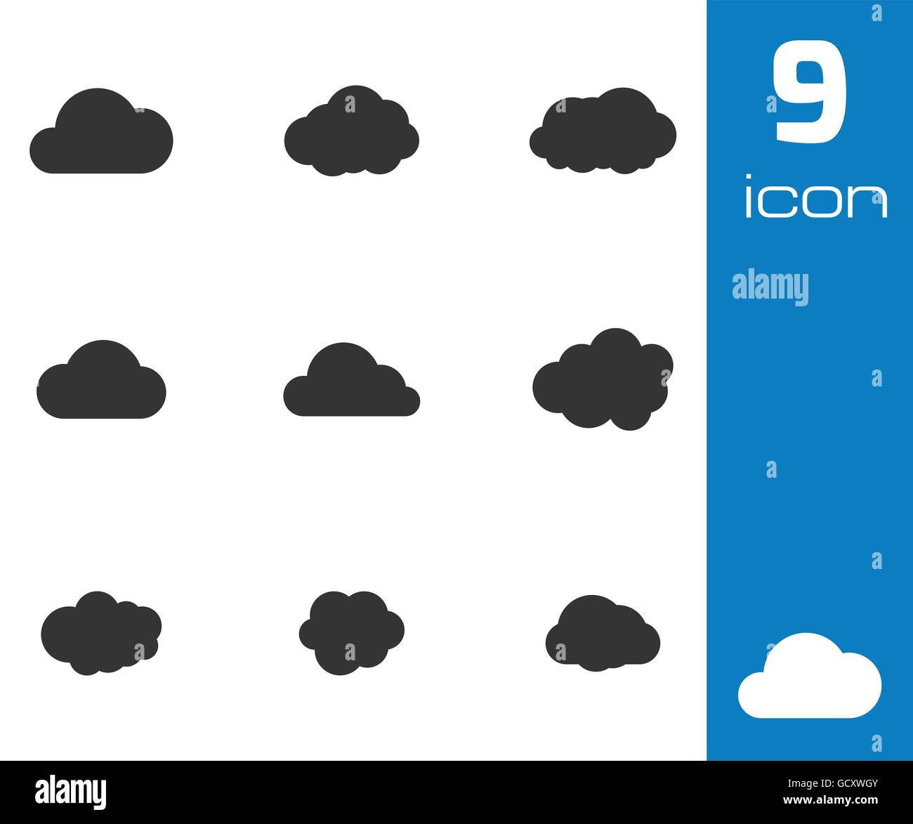 Vector black cloud icons set Stock Vector Image & Art - Alamy