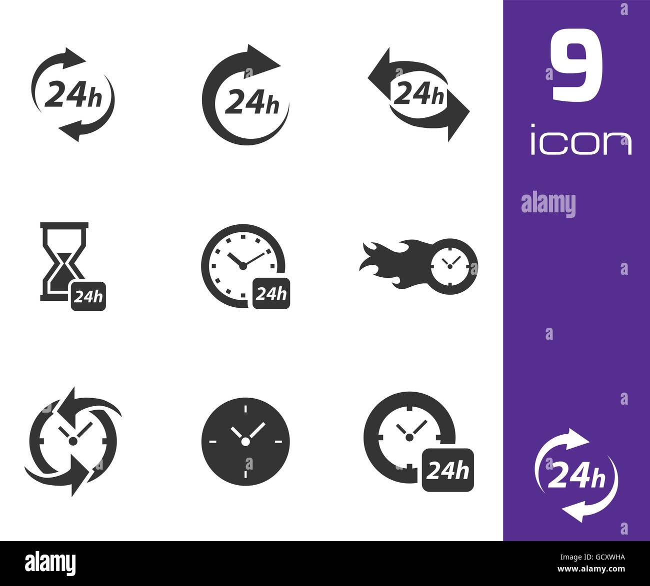 Vector black clock icons set Stock Vector Image & Art - Alamy