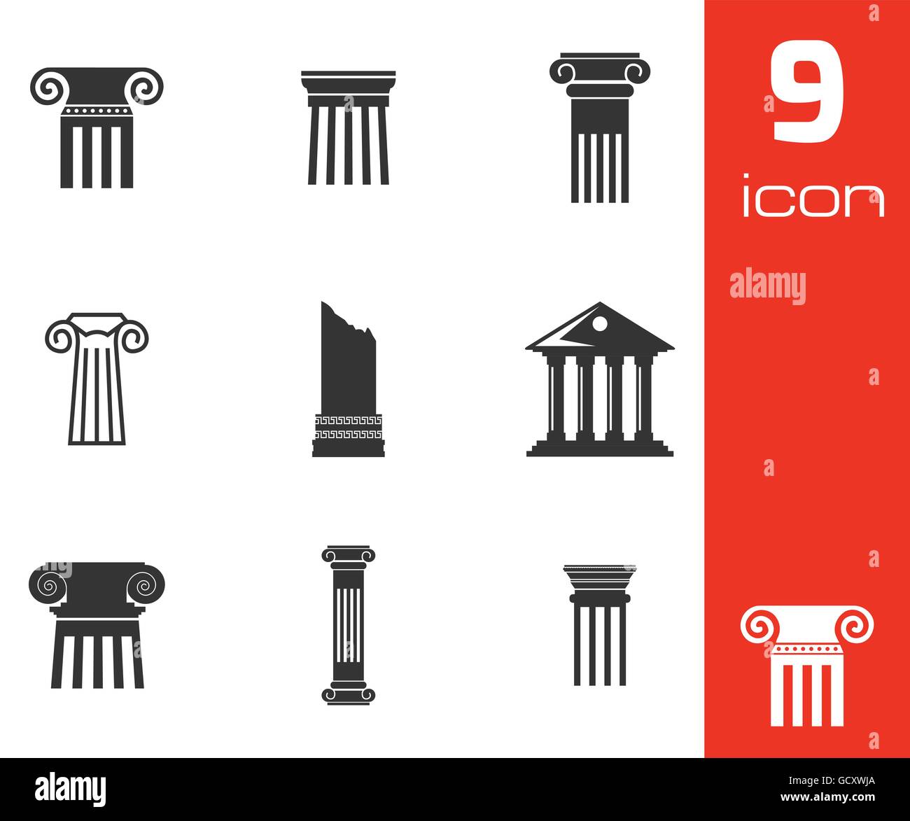 Vector black column icons set Stock Vector Image & Art - Alamy