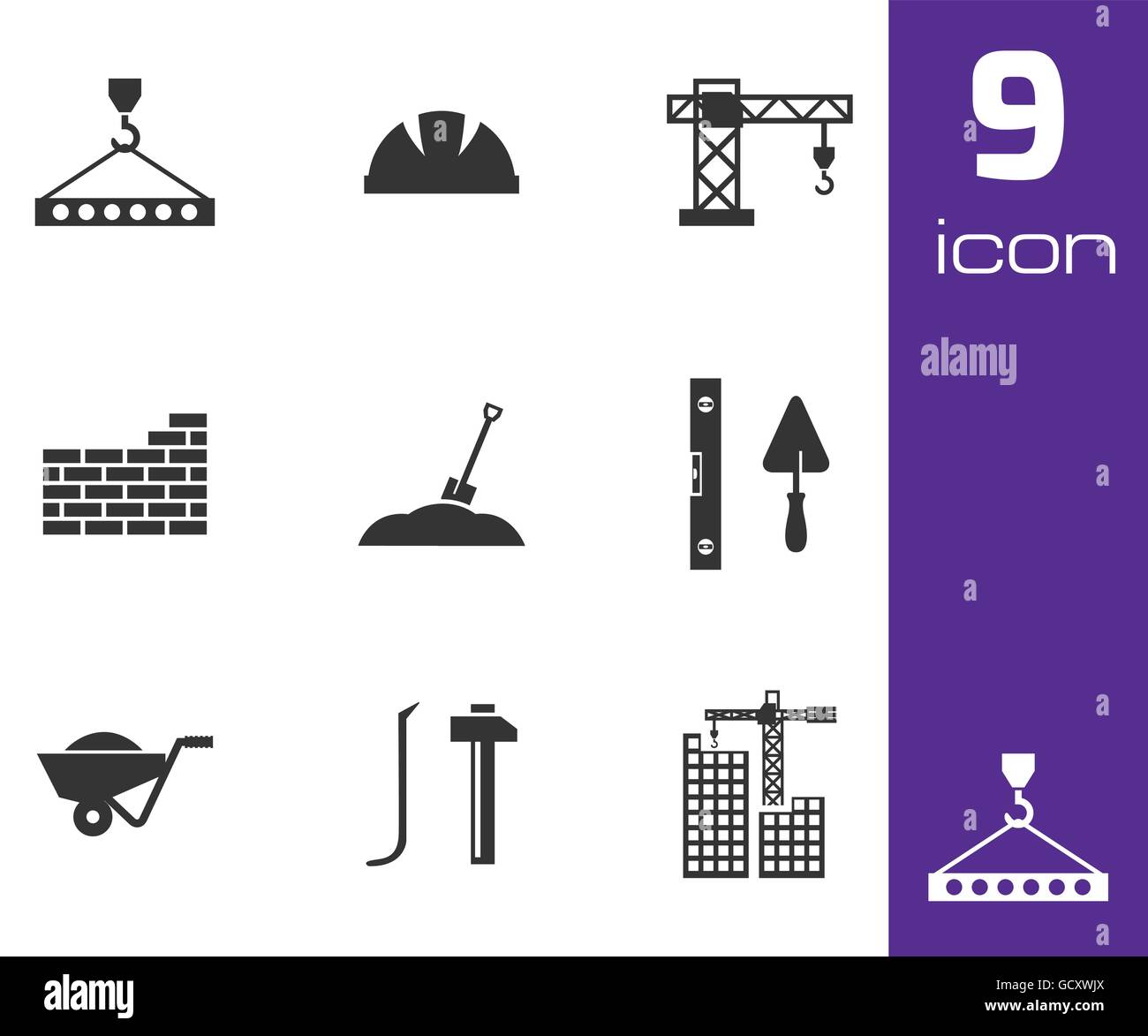 Vector black construction icons set Stock Vector Image & Art - Alamy