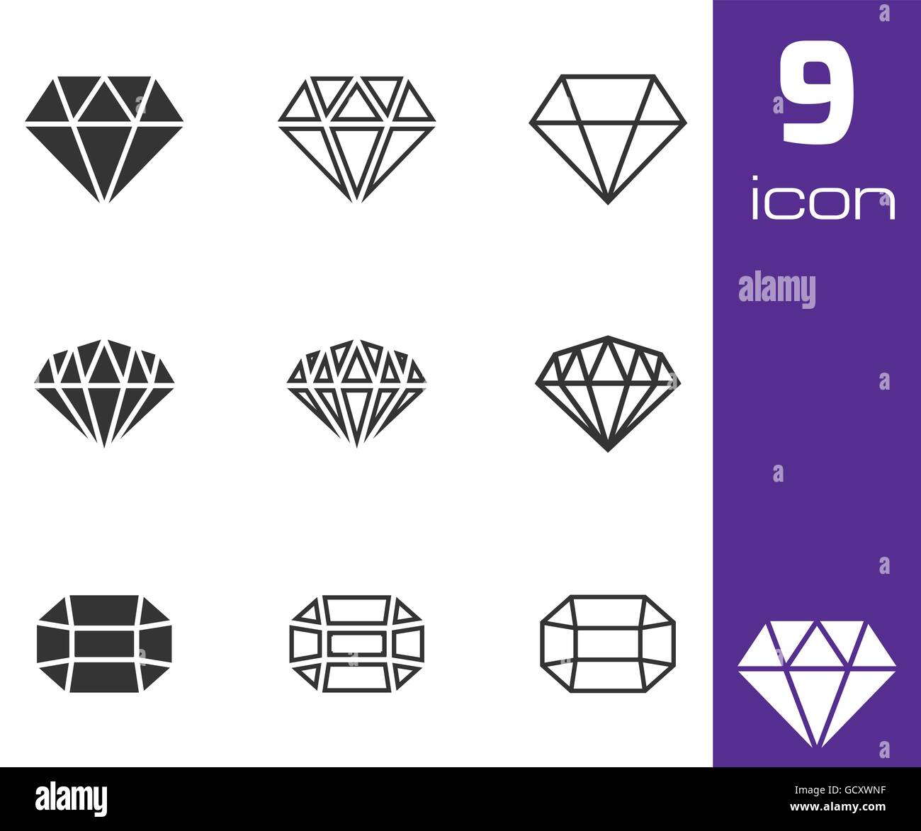 Vector black diamond icons set Stock Vector Image & Art - Alamy
