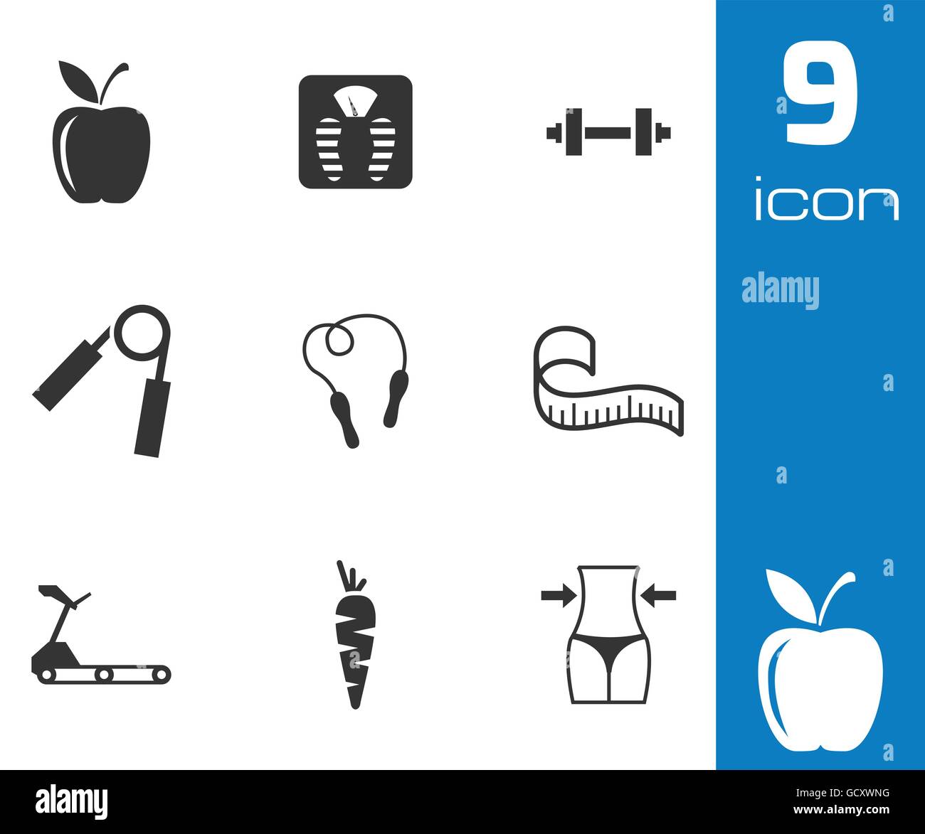 Vector black diet icons set Stock Vector Image & Art - Alamy