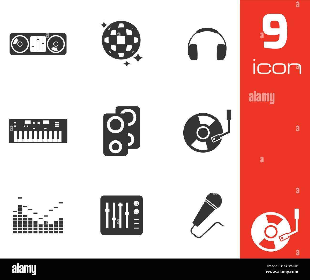 Vector black dj icons set Stock Vector Image & Art - Alamy
