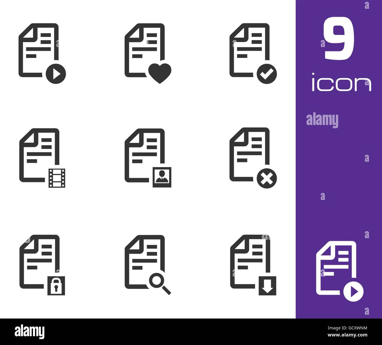 Vector black documents icons set Stock Vector Image & Art - Alamy