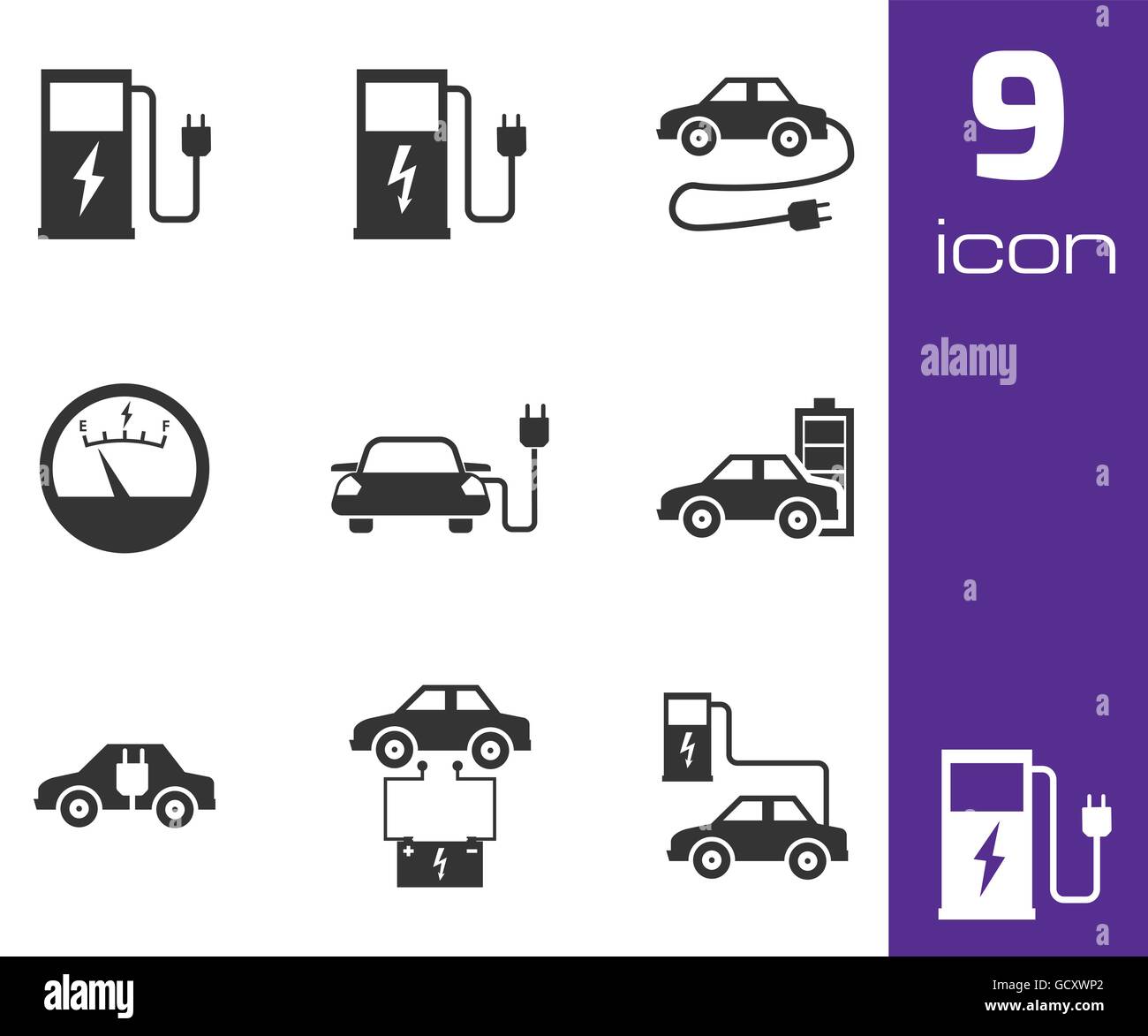 Vector black electric car icons set Stock Vector Image & Art - Alamy