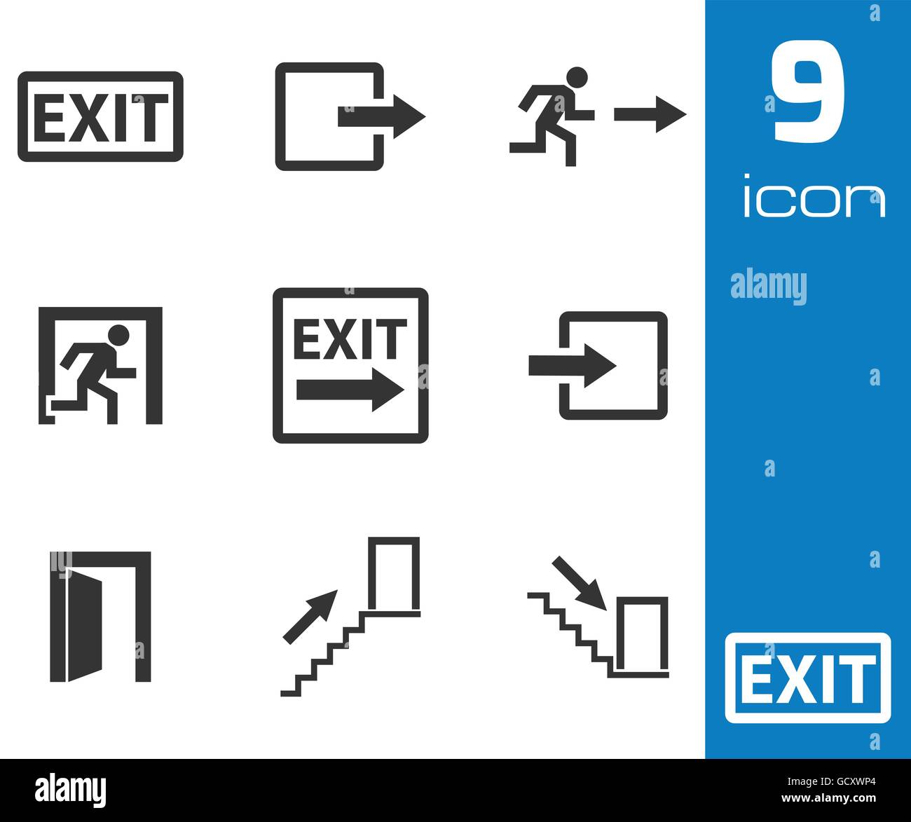 Vector black exit icons set Stock Vector Image & Art - Alamy