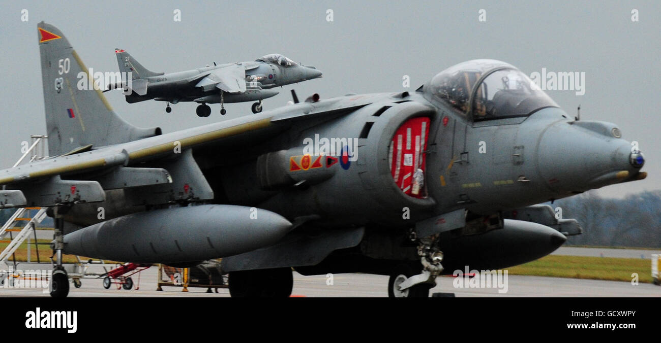 Harrier jump jets take off at raf cottesmore in oakham hi-res stock ...