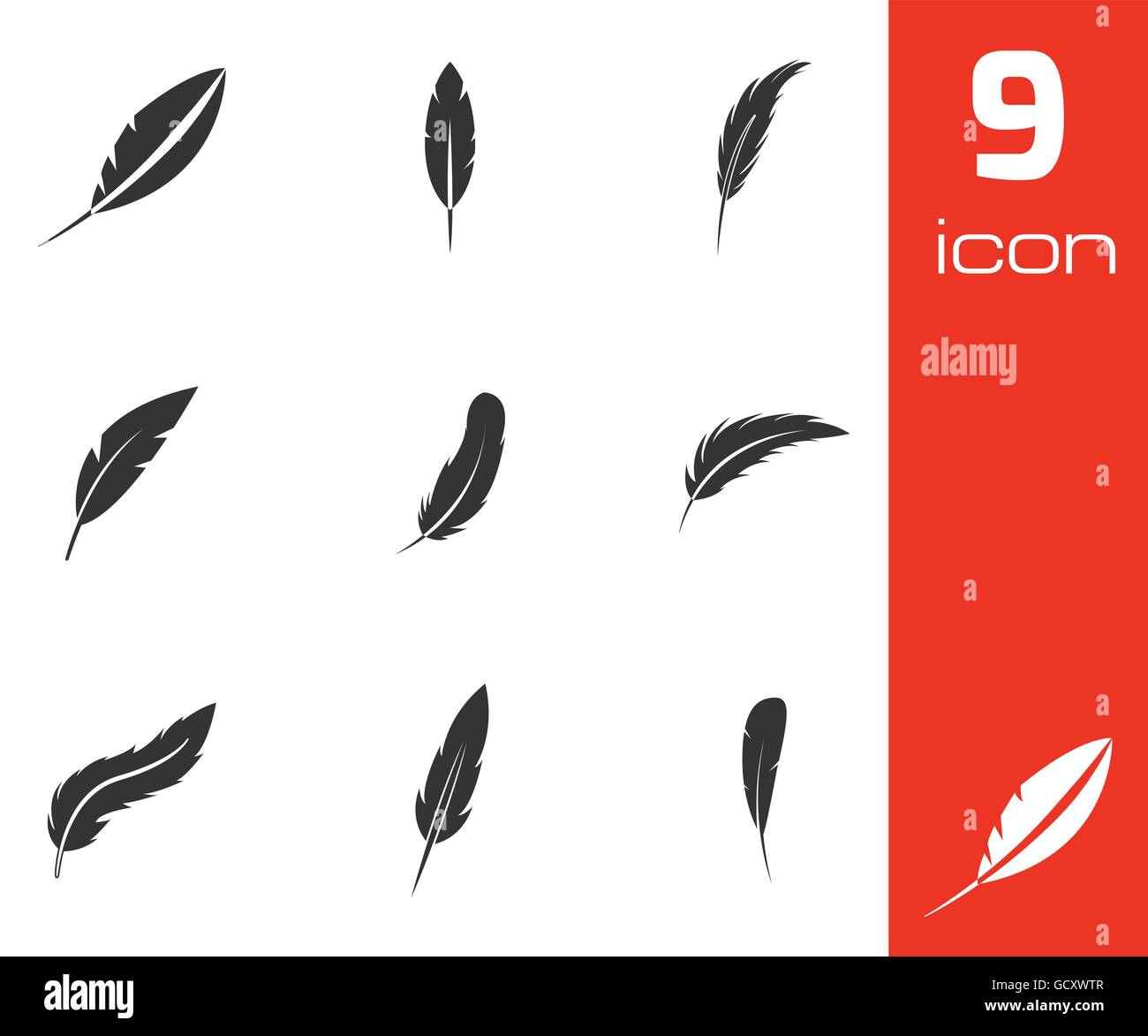 Vector black feather icons set Stock Vector Image & Art - Alamy