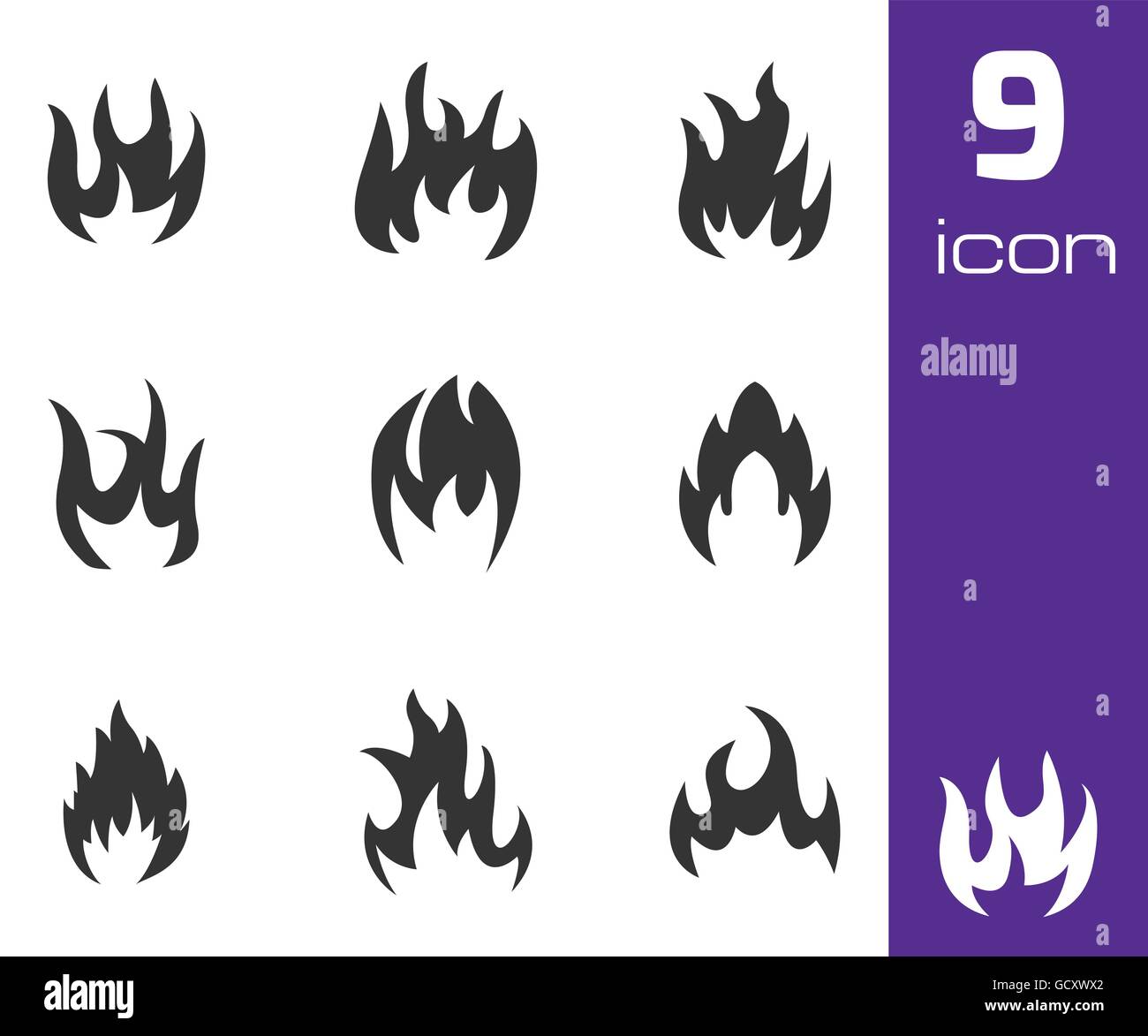 Vector black fire icons set Stock Vector Image & Art - Alamy
