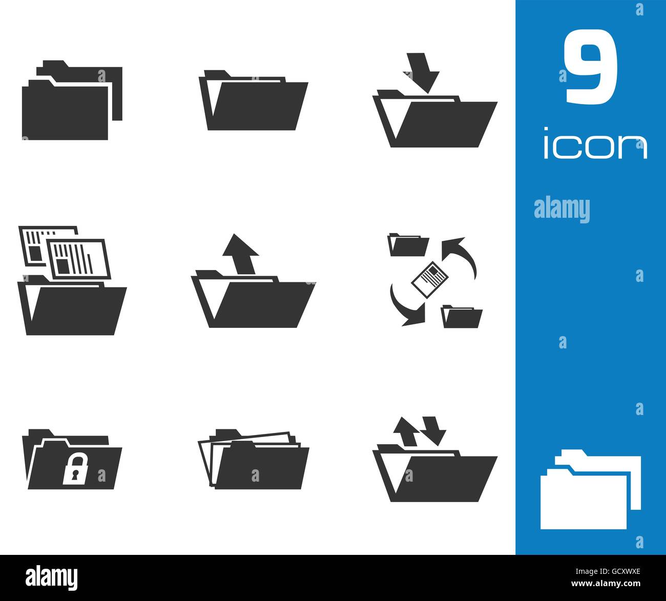 Vector black folder icons set Stock Vector Image & Art - Alamy