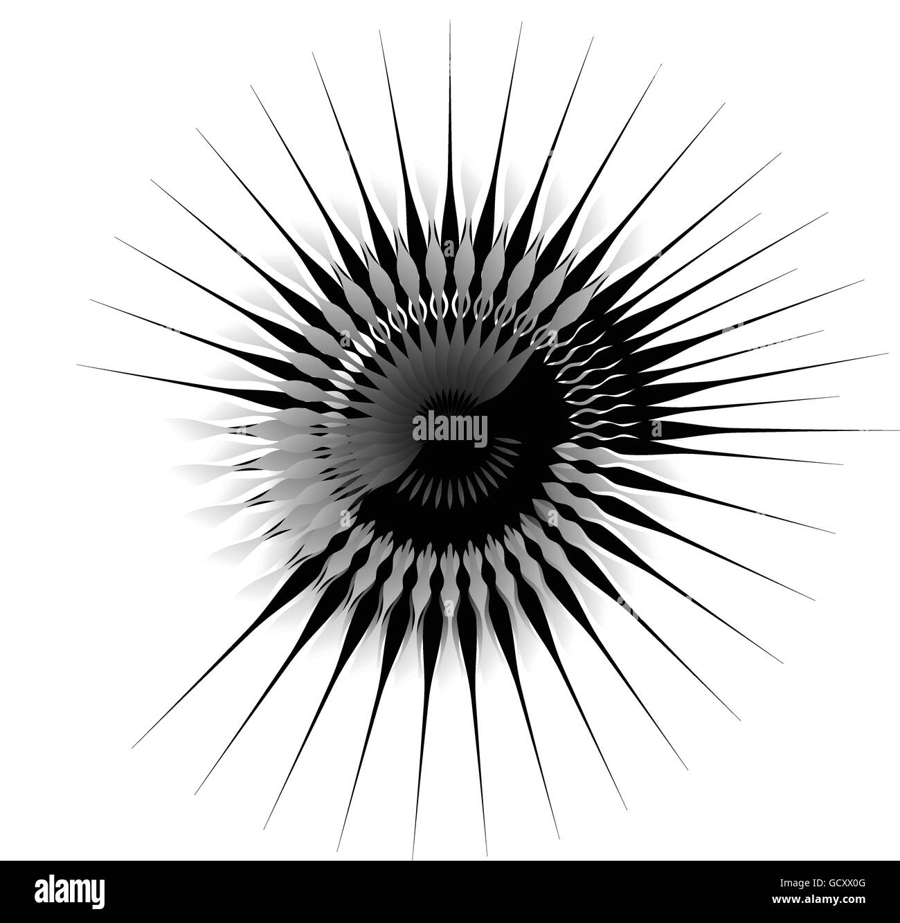 Radial, radiating lines. Asymmetrical geometric element. Circular ...