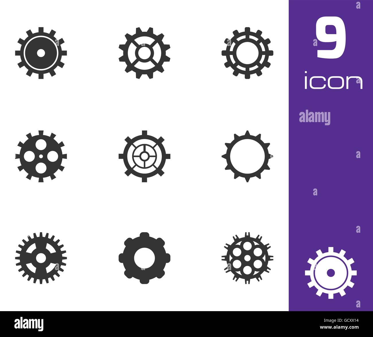 Vector black gear icons set Stock Vector Image & Art - Alamy
