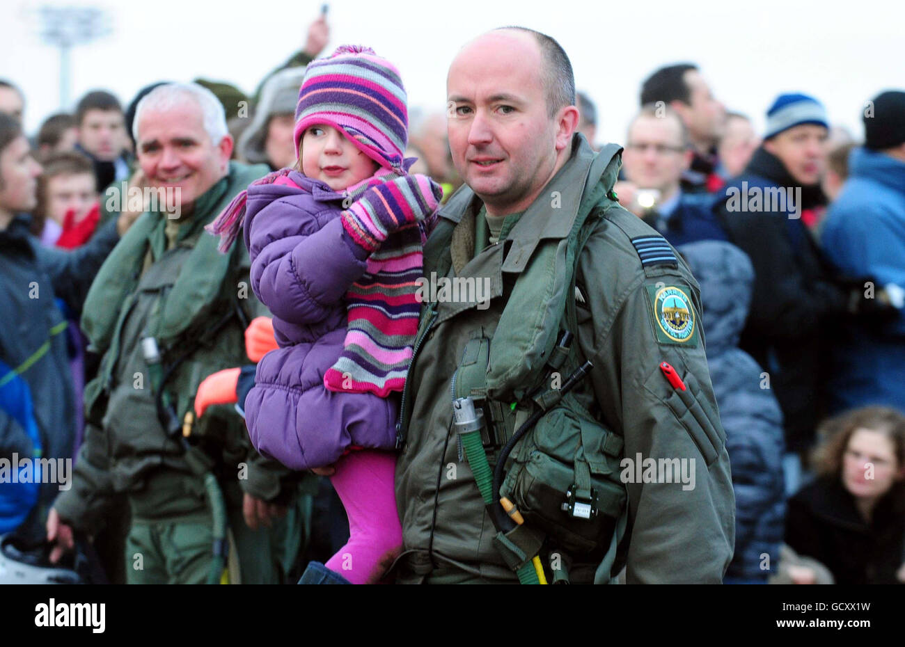 Wing Commander Simon Jessett with daughter Sophie after the last flight ...
