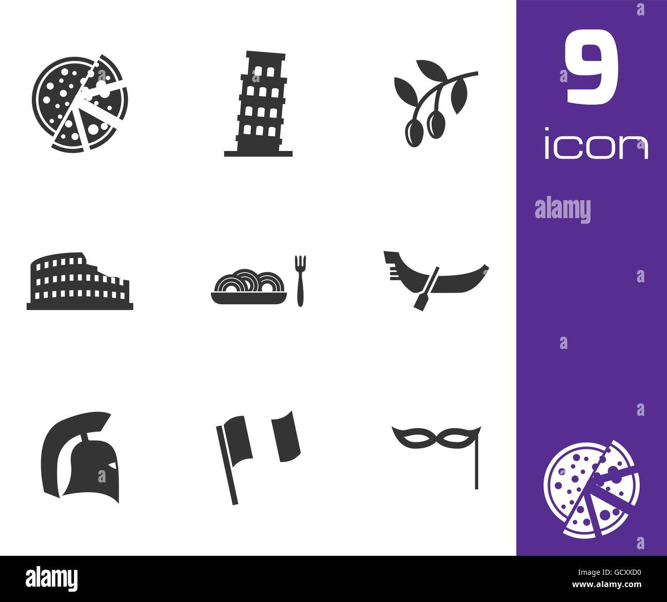 Vector black italian icons set Stock Vector Image & Art - Alamy