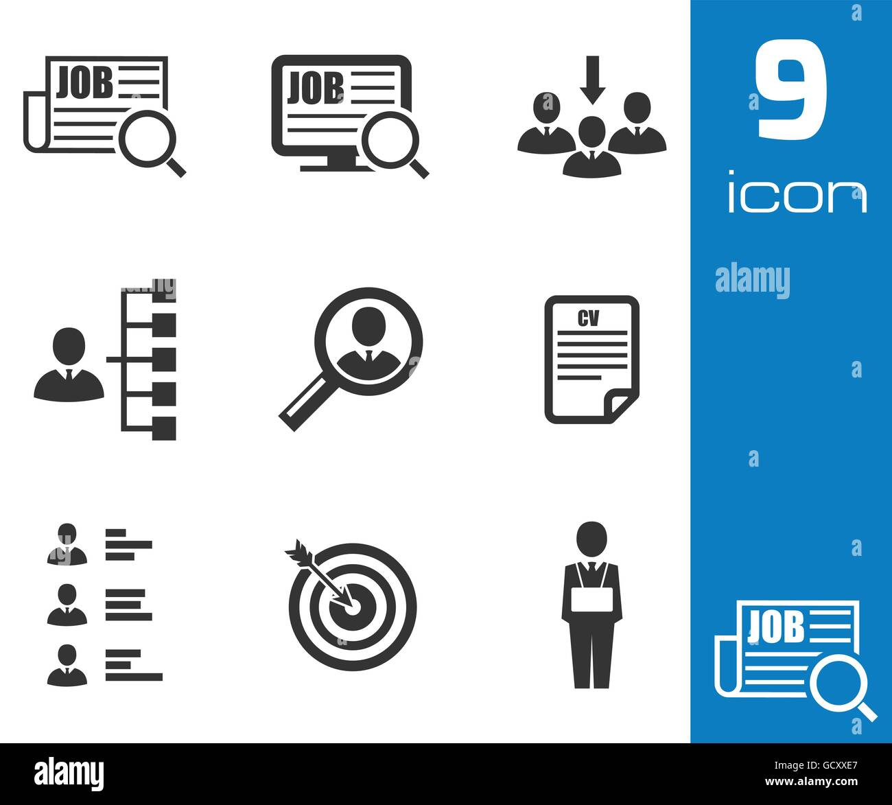 Vector black job search icons set Stock Vector Image & Art - Alamy