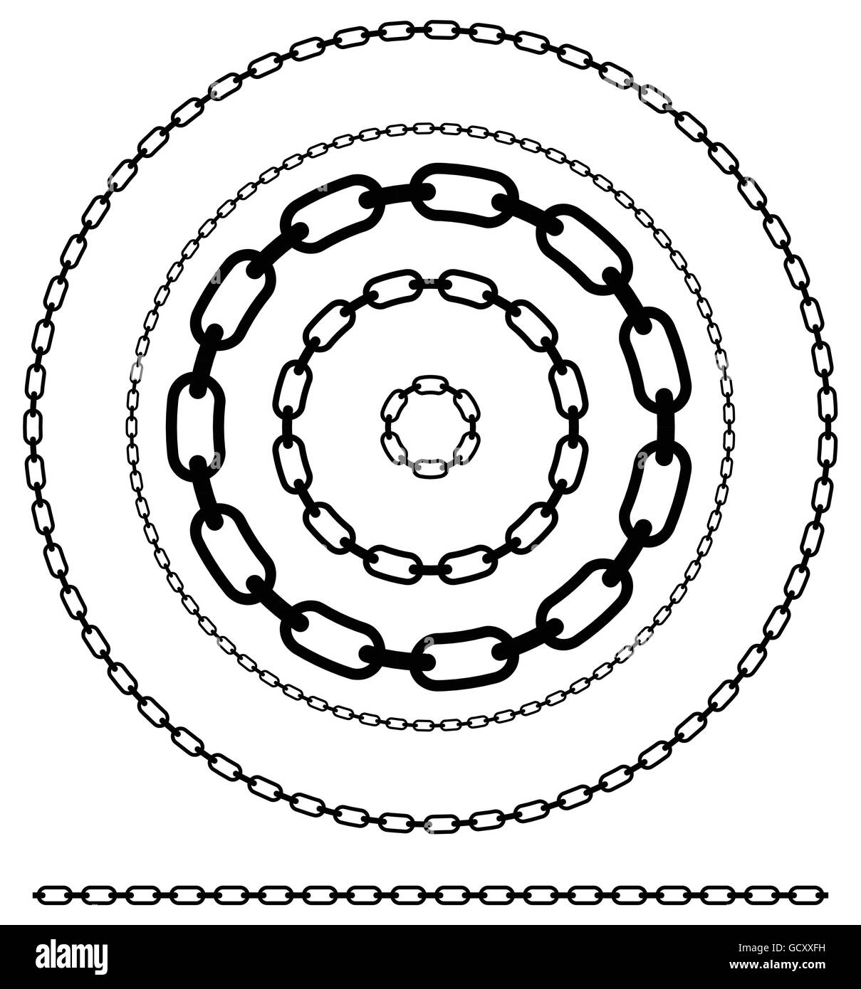 Simple flat chain link, chain illustration. Silhouette of a chain Stock ...