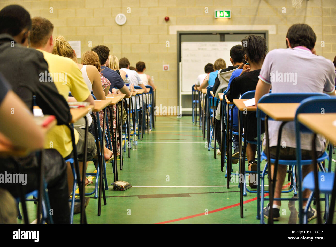 'A' Level Exam Stock. A-level students sit an A-level maths exam inside ...