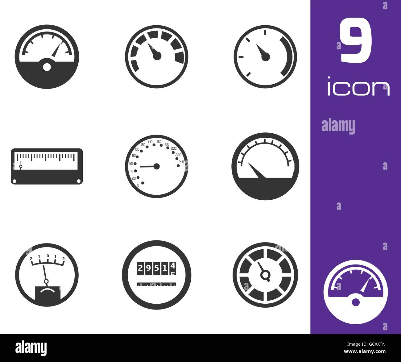 Vector black meter icons set Stock Vector Image & Art - Alamy