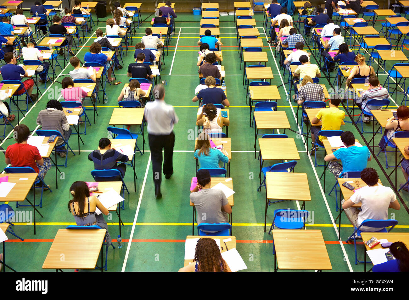 'A' Level Exam Stock. A-level students sit an A-level maths exam inside ...