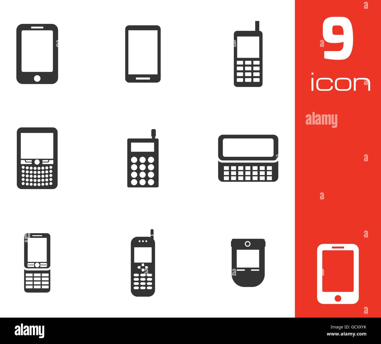 Vector black mobile phone icons set Stock Vector Image & Art - Alamy
