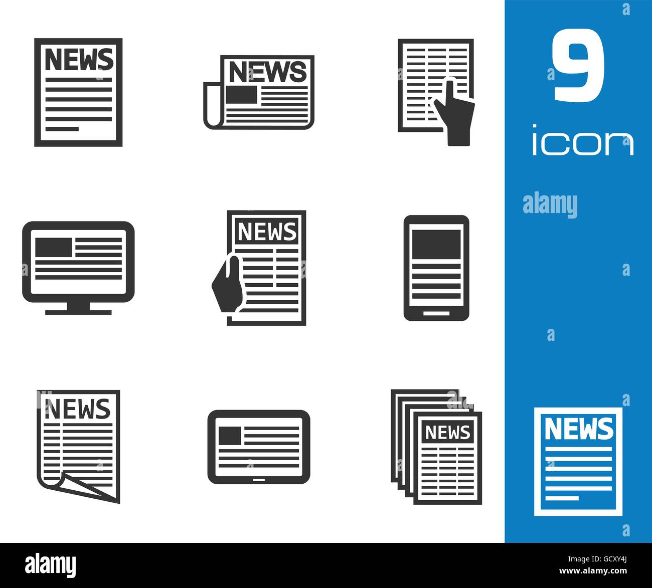 Vector black newspaper icons set Stock Vector Image & Art - Alamy