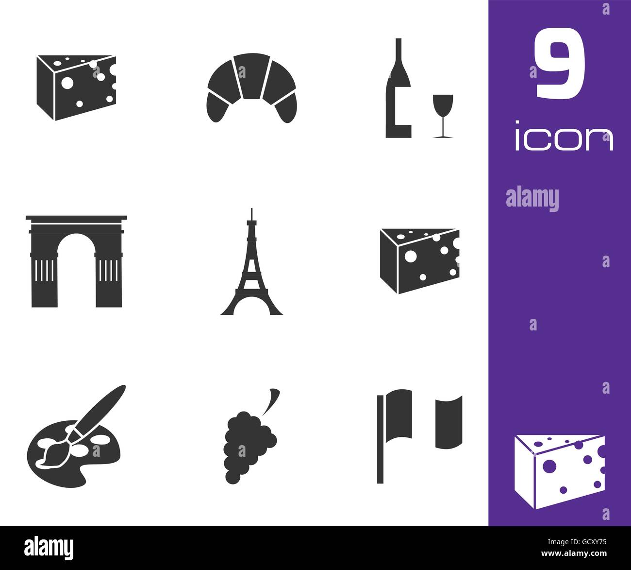 Vector black paris icons set Stock Vector Image & Art - Alamy