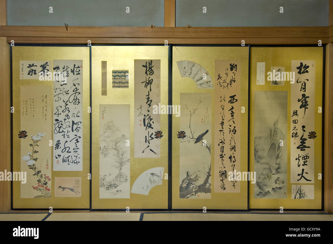 Four-fold screen, traditional home interior, Kyoto, Japan, Asia Stock ...