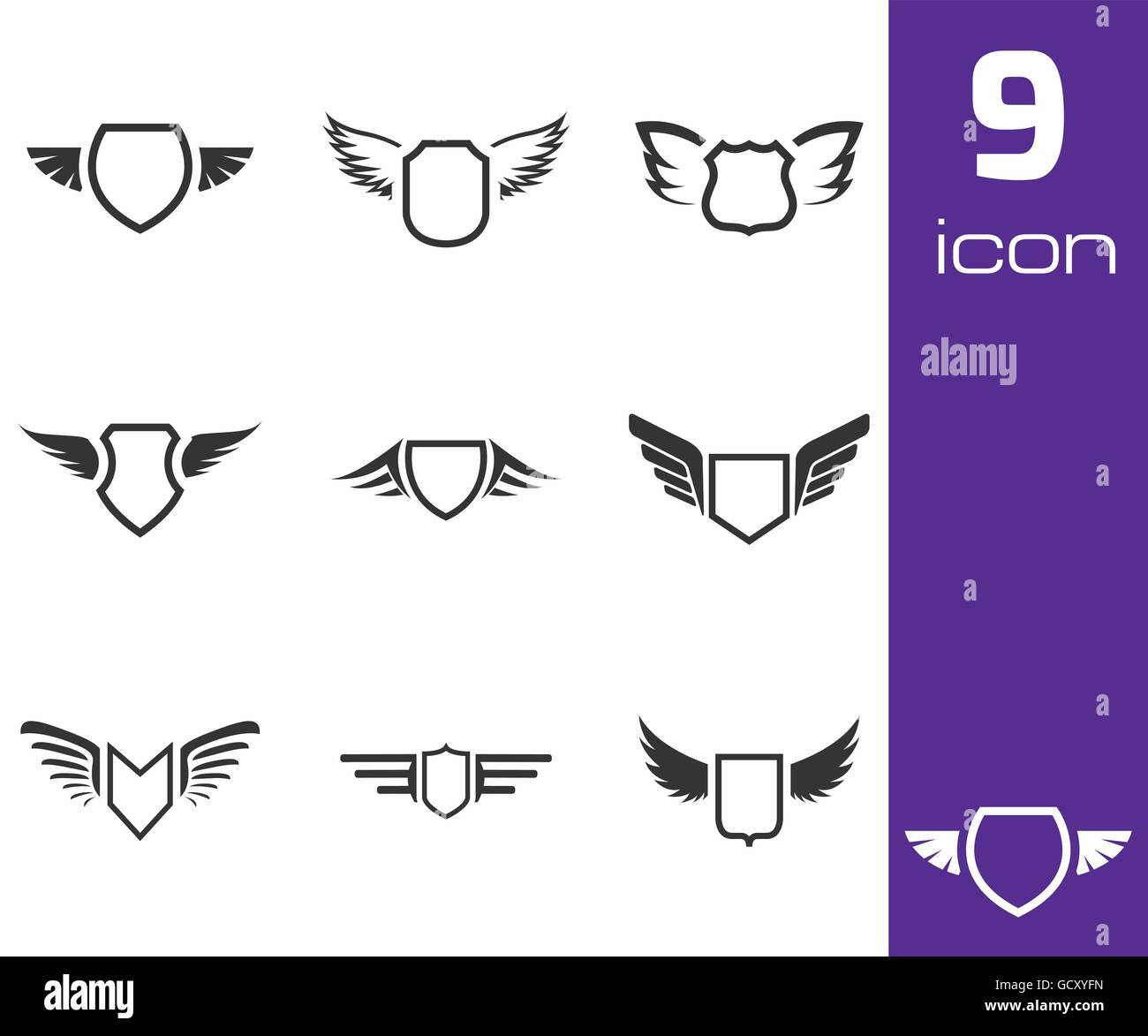 Vector black shield icons set Stock Vector Image & Art - Alamy