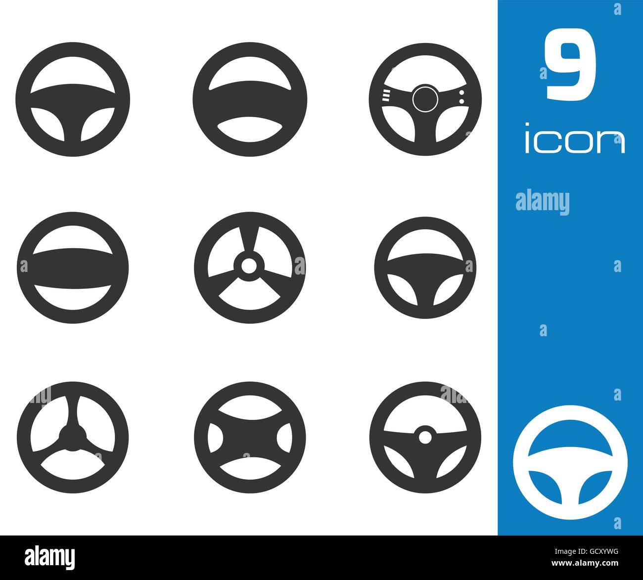 Vector black Steering wheels icons set Stock Vector Image & Art - Alamy